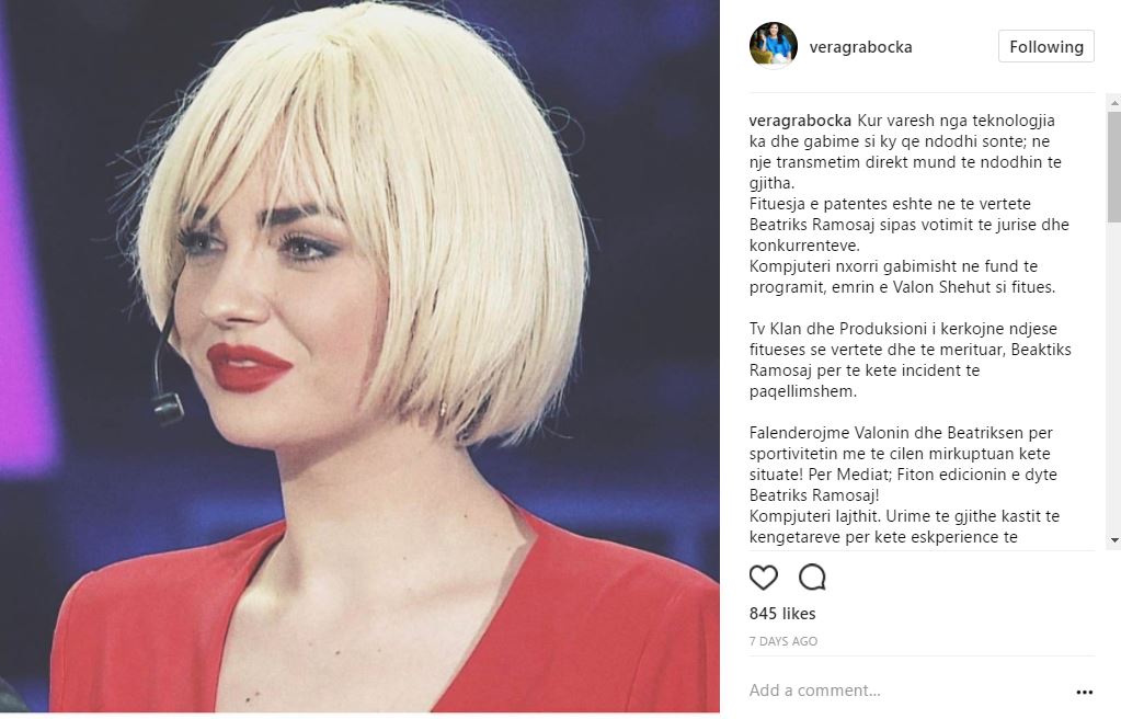 Vera Grabocka kyç Instagramin! – ArkivaNews